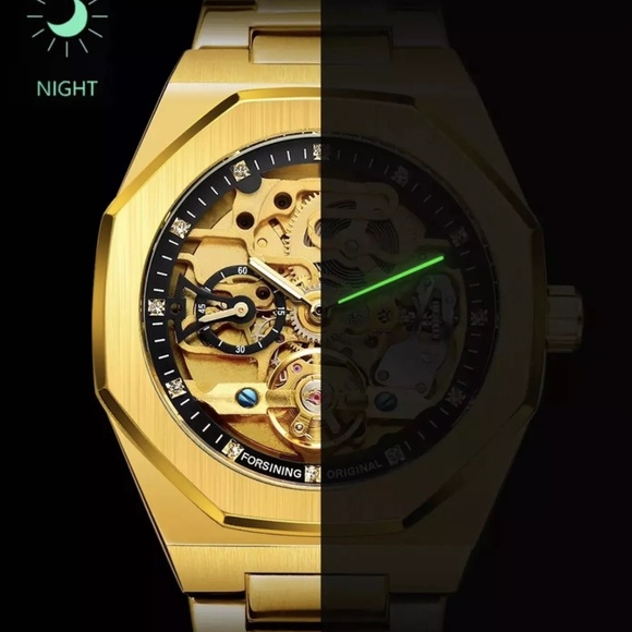 Forsining | Accessories | Mens Skeleton Mechanical Luminous Luxury ...
